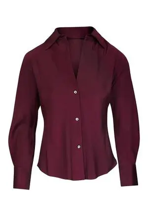Vince V-neck Long-sleeve Shirt - Red
