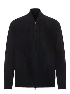 ROBERTO COLLINA Zip-up Ribbed Wool Cardigan - Black