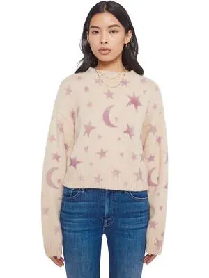 MOTHER Crewneck Sweater With Celestial Print - Pink