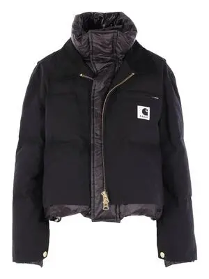 Sacai X Carhartt Wip Cropped Down Jacket - Black