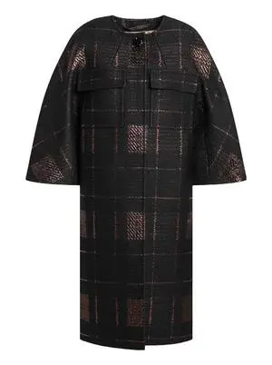 Max Mara Jacquard Lamé Cocoon Coat - Grey