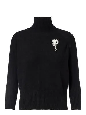 Simone Rocha Embellished Cashmere Turtleneck Sweater - Black