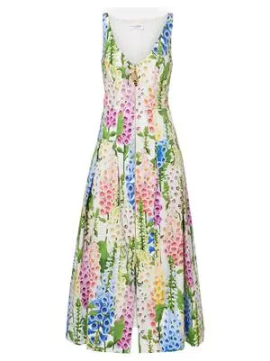 Oscar De La Renta Floral Poplin Cocktail Dress - Multicoloured