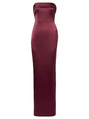 THE NEW ARRIVALS ILKYAZ OZEL Rhea Satin Gown - Burgundy