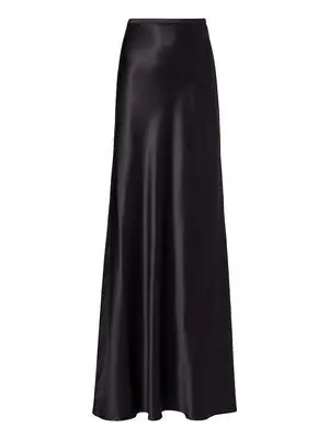 Saint Laurent Pleated Maxi Silk Skirt - Black