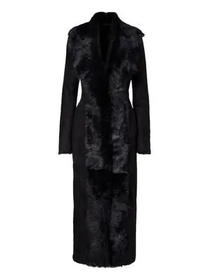Magda Butrym Shearling-trimmed Suede Coat - Black