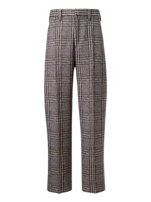Zegna Prince Of Wales Check Wool Straight Pants - Grey