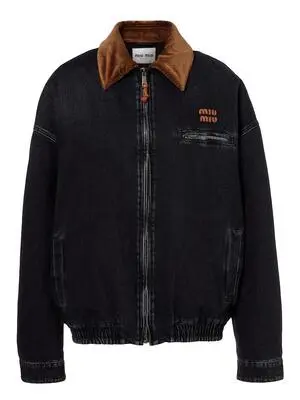 Miu Miu Logo Denim Jacket - Black