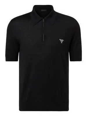 Prada Virgin Wool Polo Shirt - Black