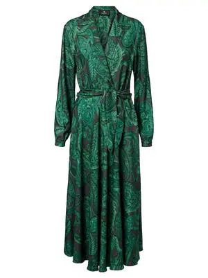Etro Belted Midi Wrap Dress - Green