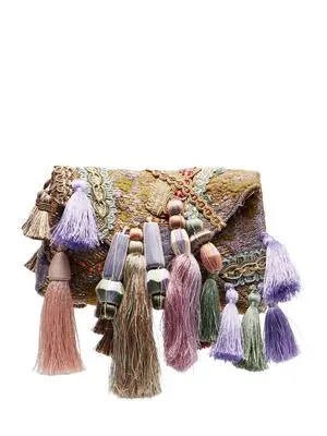 Dries Van Noten Embellished Jacquard Clutch - Purple