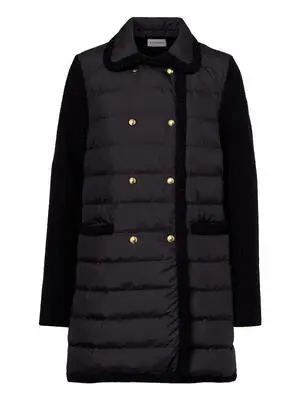 Moncler Down-paneled Wool And Cashmere Jacket - Black