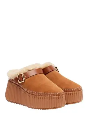 Chloé Chloé Nama 80 Platform Mules Brown