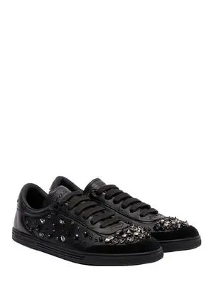 Dolce & Gabbana Saint Tropez Embellished Leather Sneakers - Black