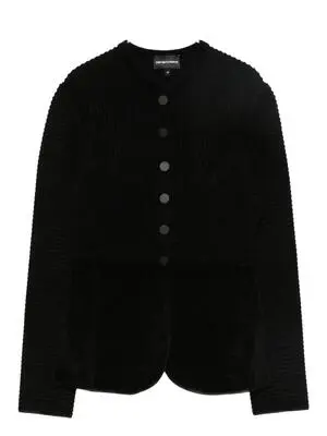Emporio Armani Buttoned Crewneck Jacket - Black