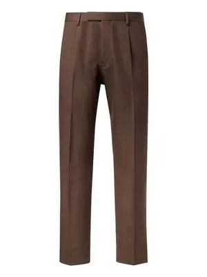 Zegna Cotton And Wool Straight Pants - Brown