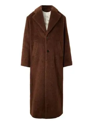 Séfr Alois Brushed-knit Overcoat - Brown