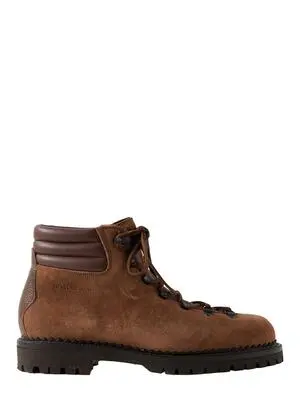 YUKETEN Vettore Leather-trimmed Suede Boots - Brown