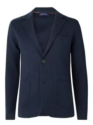 N.peal Stanley Tucci Cotton, Silk And Cashmere-blend Blazer - Blue