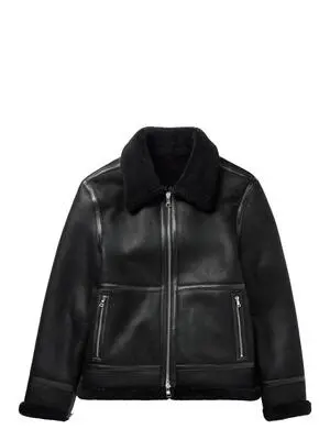 Mr P. Shearling Aviator Jacket - Black