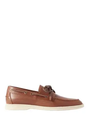 Loro Piana Leather Boat Shoes - Brown