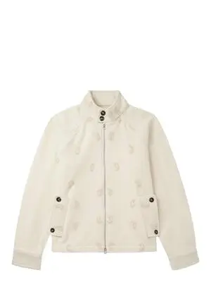 KARTIK RESEARCH Embellished Wool Harrington Jacket Ecru