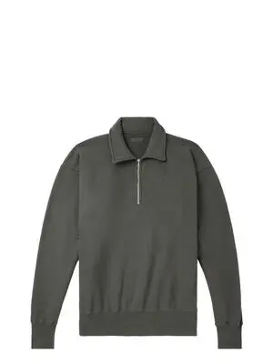 KAPTAIN SUNSHINE Garment-dyed Cotton-jersey Half-zip Sweatshirt - Gray