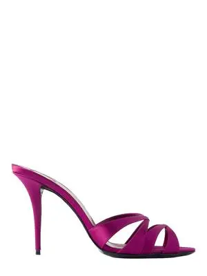 Saint Laurent Chandelle Satin Mules Plum