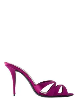 Saint Laurent Chandelle Satin Mules - Purple
