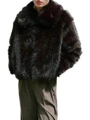 Mango Faux Fur Jacket - Brown