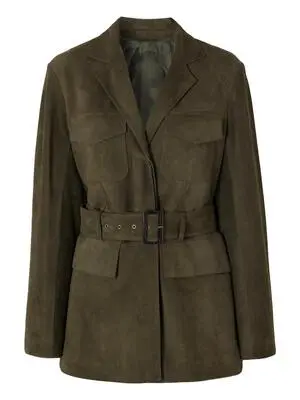 Purdey Wilton Belted Suede Jacket Green