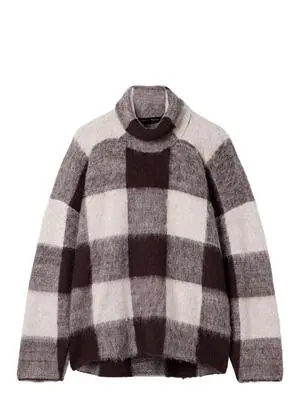 Proenza Schouler Kai Checked Brushed Knitted Turtleneck Sweater - Brown