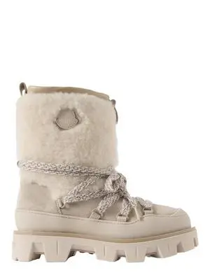 Moncler Peak Apres Shearling-trimmed Suede Ankle Boots - Cream