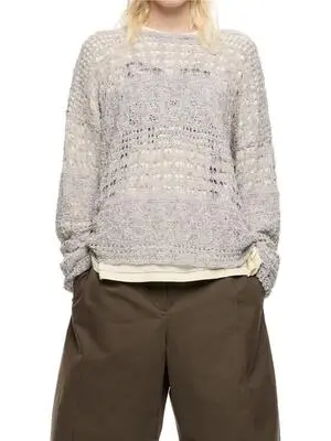 Bimba Y Lola Lurex Openwork Knit Sweater - Silver