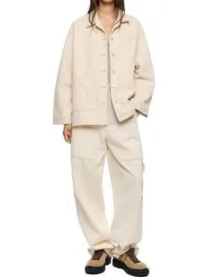 Bimba Y Lola Straight-Cut Denim Jacket Ivory