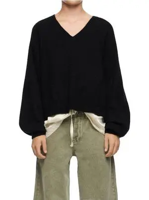 Bimba Y Lola Mohair V-neck Sweater - Black