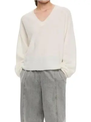 Bimba Y Lola Mohair V-neck Sweater - Ivory