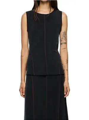 Bimba Y Lola Cupro Sleeveless Top - Washed Black