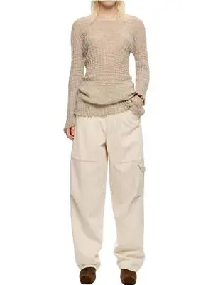 Bimba Y Lola Denim Trousers With Zips - Ivory