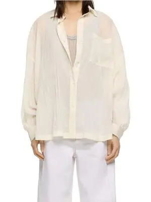 Bimba Y Lola Oversize Pleated Shirt - Ivory
