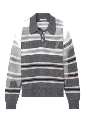 DAUGHTER Edith Striped Wool Polo Sweater