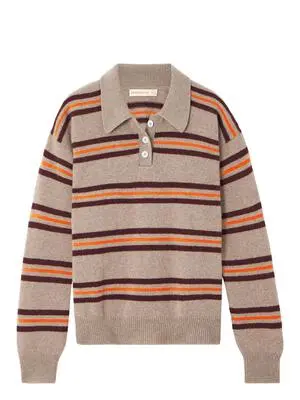 DAUGHTER Edith Striped Wool Polo Sweater