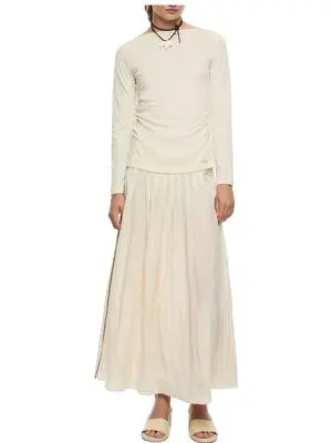 Bimba Y Lola Pleated A-line Midi Skirt - Vanilla