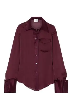 Galvan Strata Silk-satin And Chiffon Blouse - Burgundy