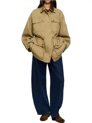 Bimba Y Lola Cotton Drawstring Waist Jacket - Khaki