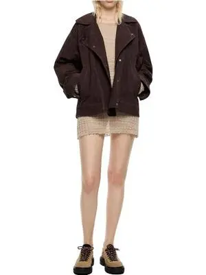 Bimba Y Lola Suede Double-breasted Jacket - Dark Brown