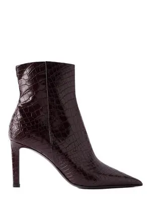 JIMMY CHOO Frankie 85 Croc-Effect Leather Ankle Boots