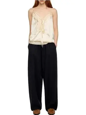 Bimba Y Lola Denim Wide Leg Trousers - Washed Black