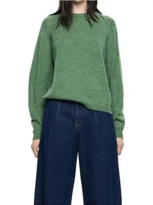 Bimba Y Lola Cotton-Blend Raglan Sleeve Sweater Green