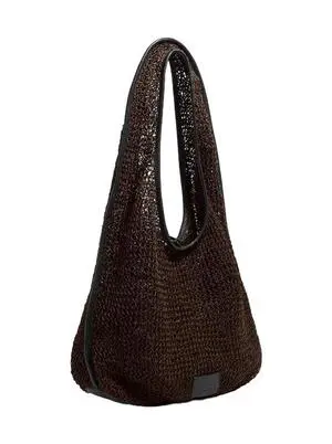 Bimba Y Lola Plaited Paper Shoulder Bag - Chocolate